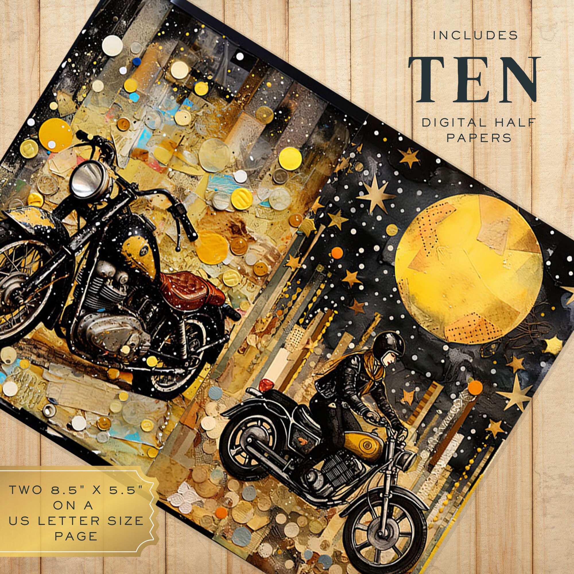 Motorcycle Junk Journal Digital Kit, Printable Papers Insert ...