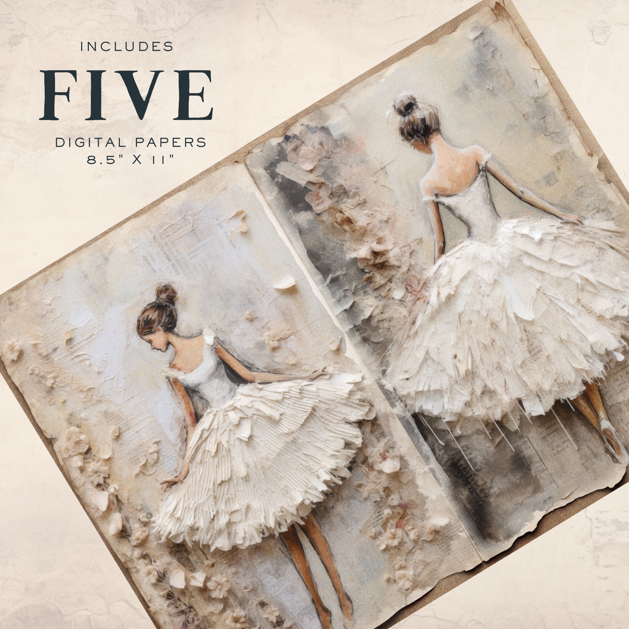 Ballerina Junk Journal Pages, Printable Digital Download Vintage Ballet ...