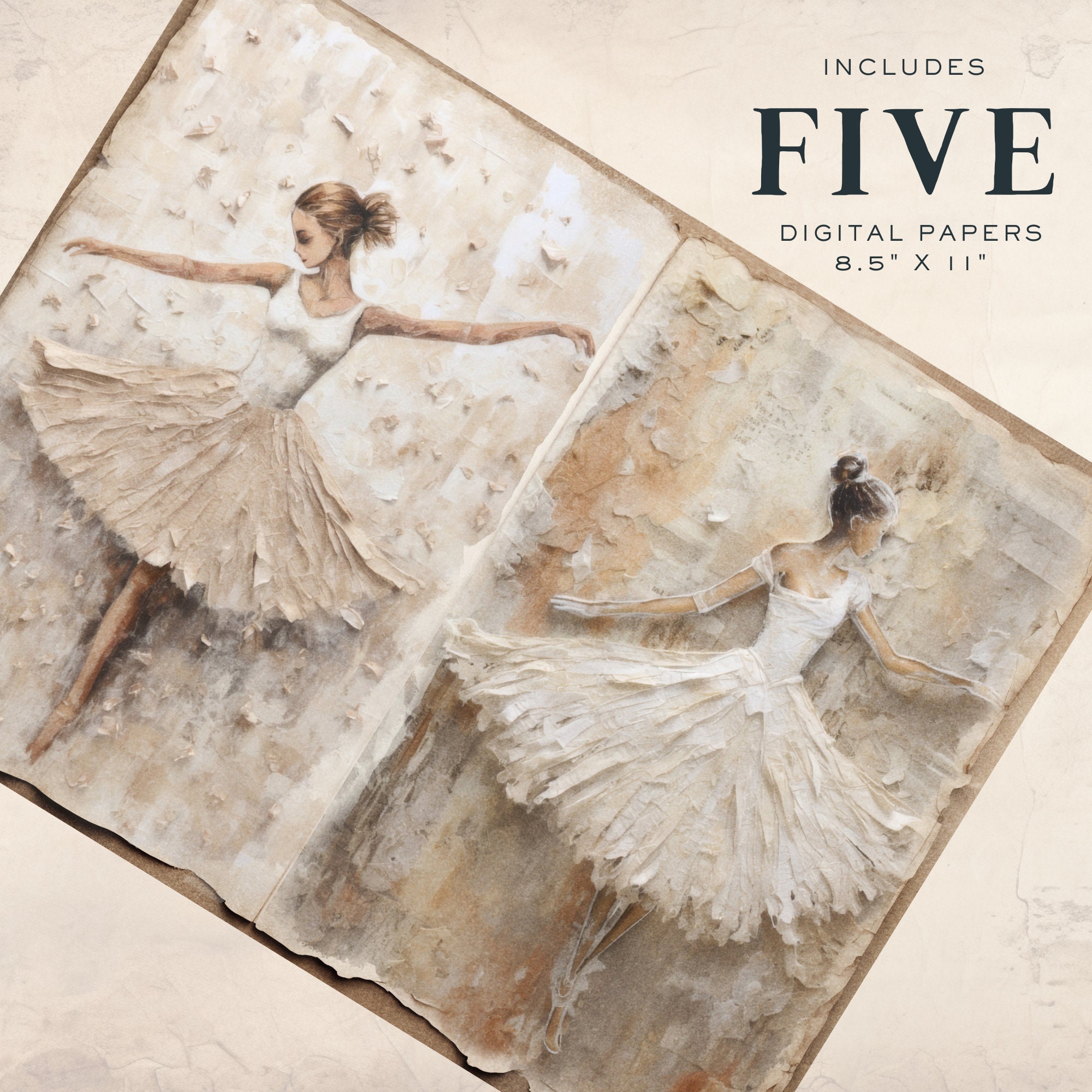 Ballerina Junk Journal Pages, Printable Digital Download Vintage Ballet ...