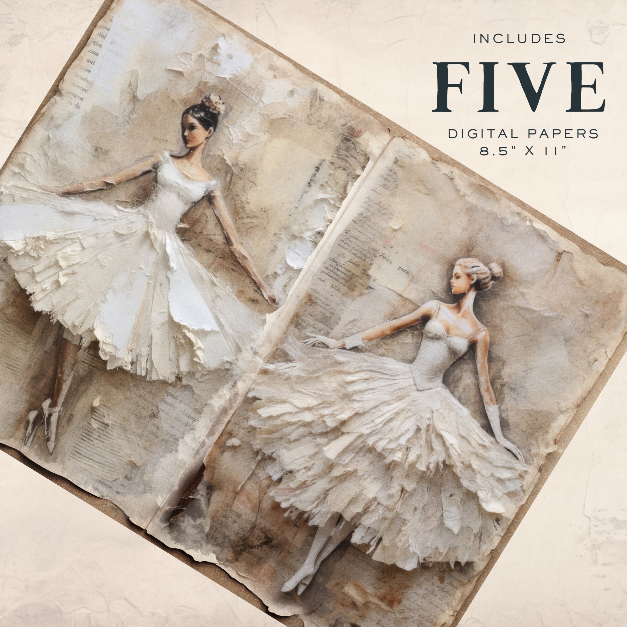 Ballerina Junk Journal Pages, Printable Digital Download Vintage Ballet ...