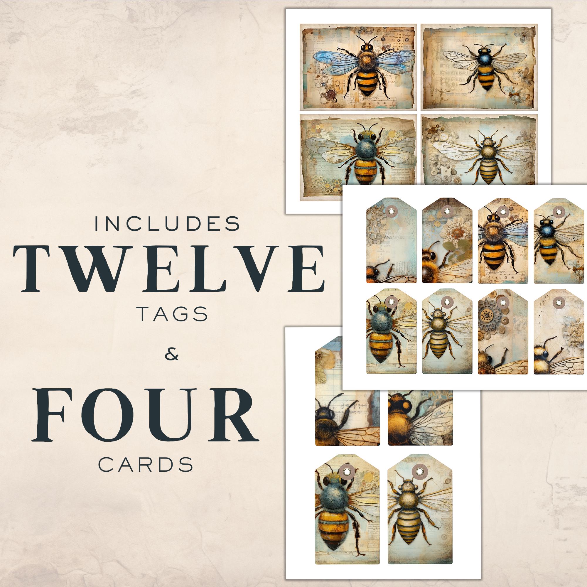 Bees Junk Journal Kit, Honey Bee, Vintage Bee, Digital Collage Sheet ...