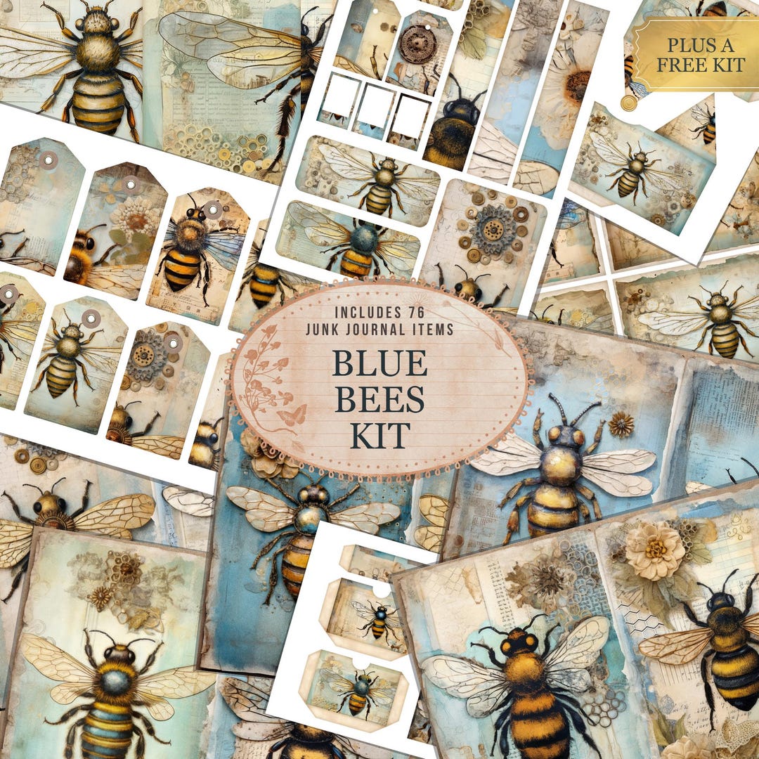 Bees Junk Journal Kit, Honey Bee, Vintage Bee, Digital Collage Sheet ...