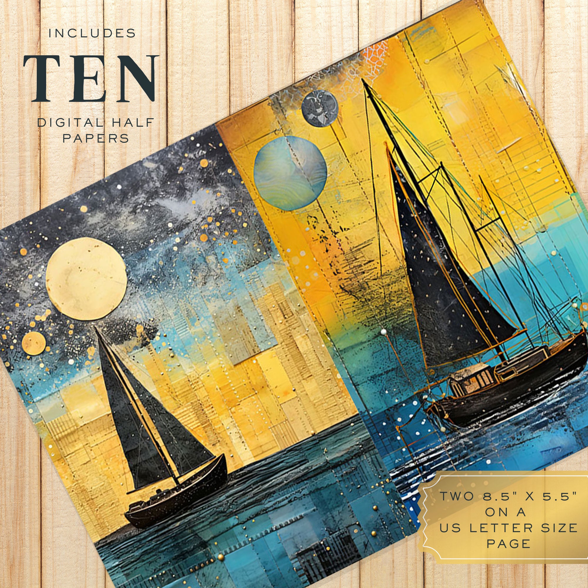 Beach Boats Junk Journal Kit Digital Pages, Printable Nautical Ocean ...