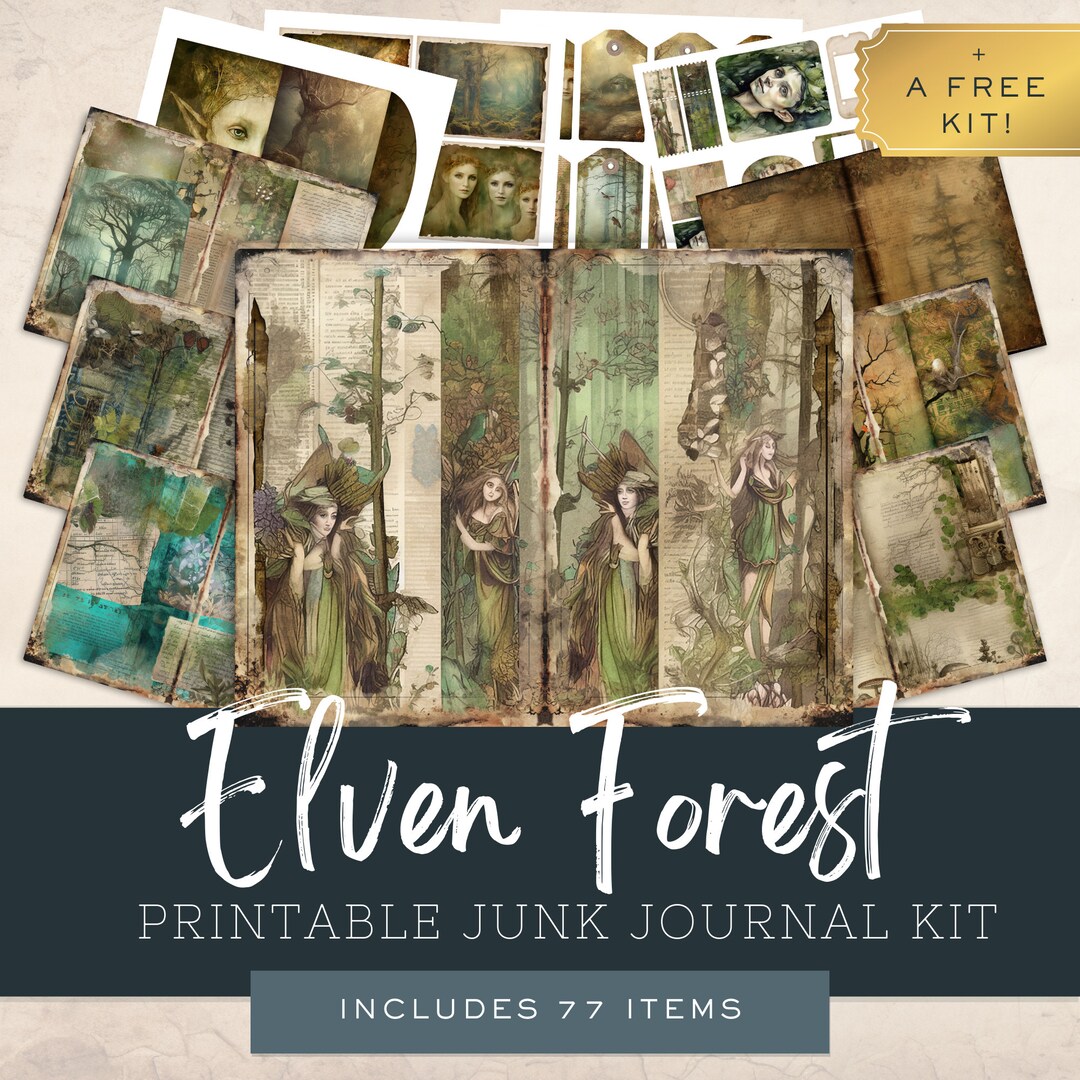 Elven Forest Junk Journal Kit, Digital Printable Elf Forest, Ephemera ...