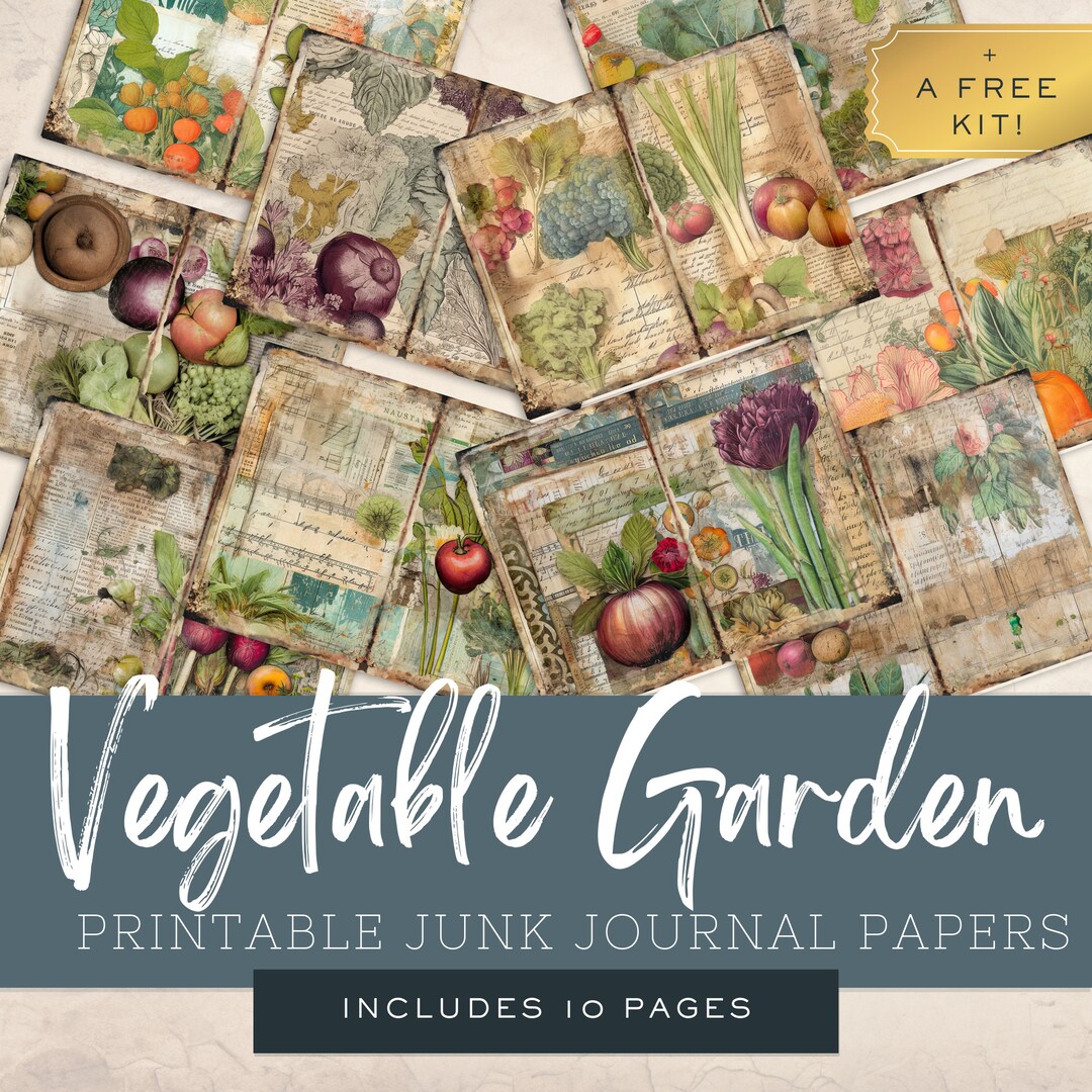 Vegetable Garden Junk Journal Pages, Digital Ephemera, Veggie Folio ...