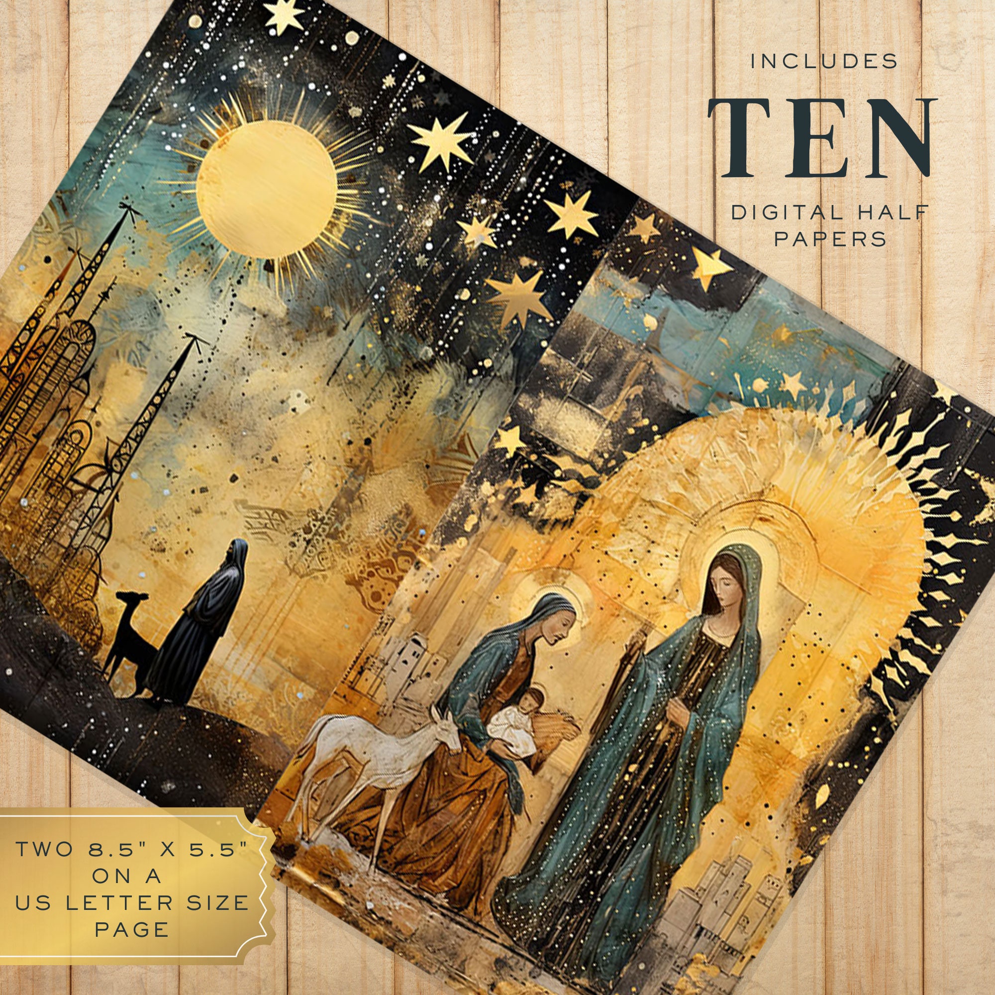 Nativity Junk Journal Kit Papers, Birth of Christ Christmas Printable ...