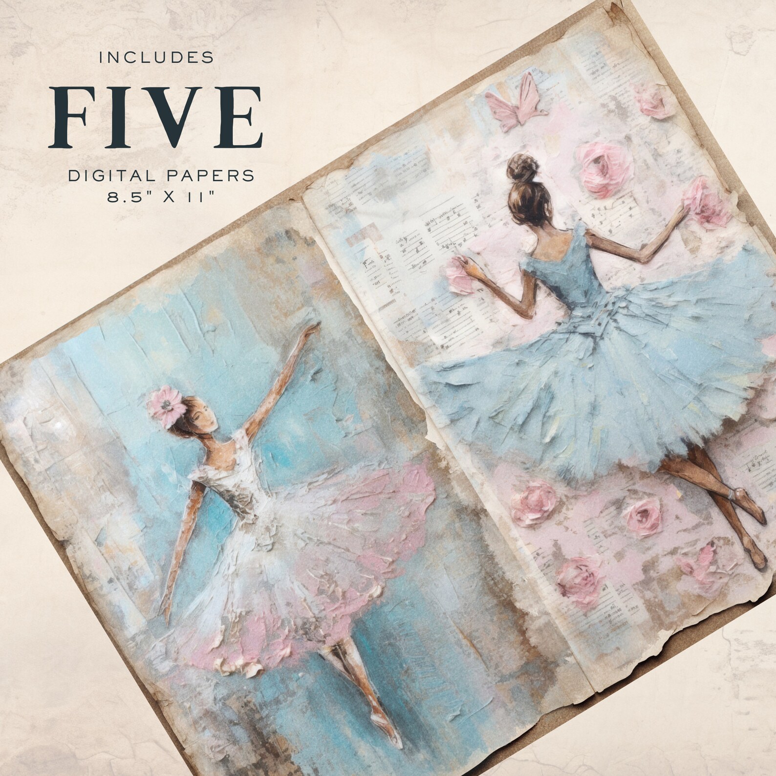 Ballerina Junk Journal Pages, Printable Digital Download Vintage Ballet ...