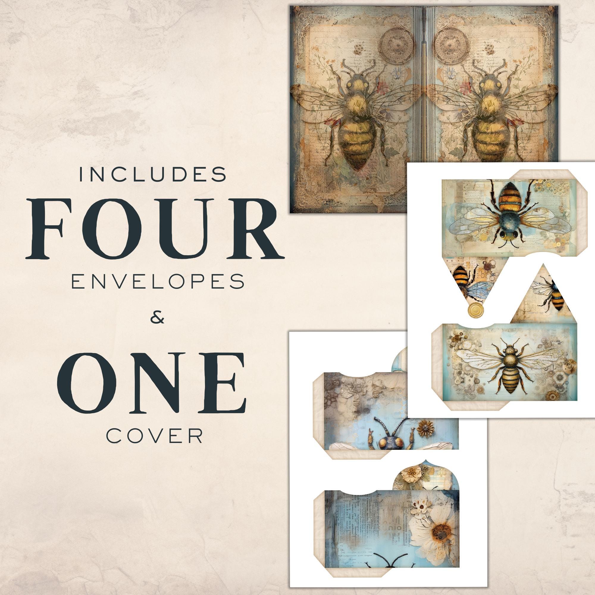 Bees Junk Journal Kit, Honey Bee, Vintage Bee, Digital Collage Sheet ...