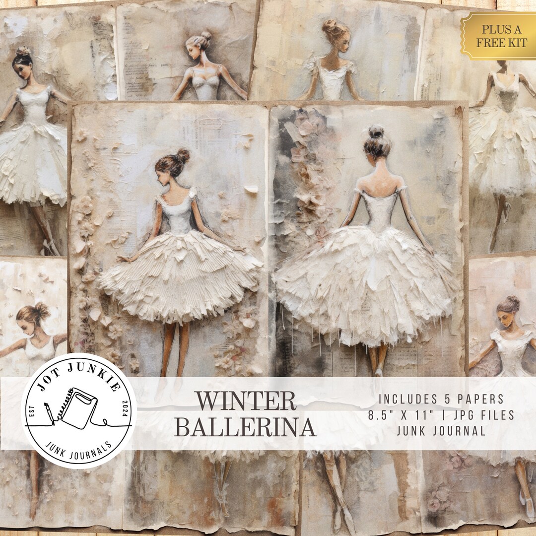 Ballerina Junk Journal Pages, Ballet Dancer Scrapbooking Paper Kit ...