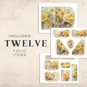 Yellow Roses Junk Journal Kit, Printable Digital Rose Flower Ephemera ...