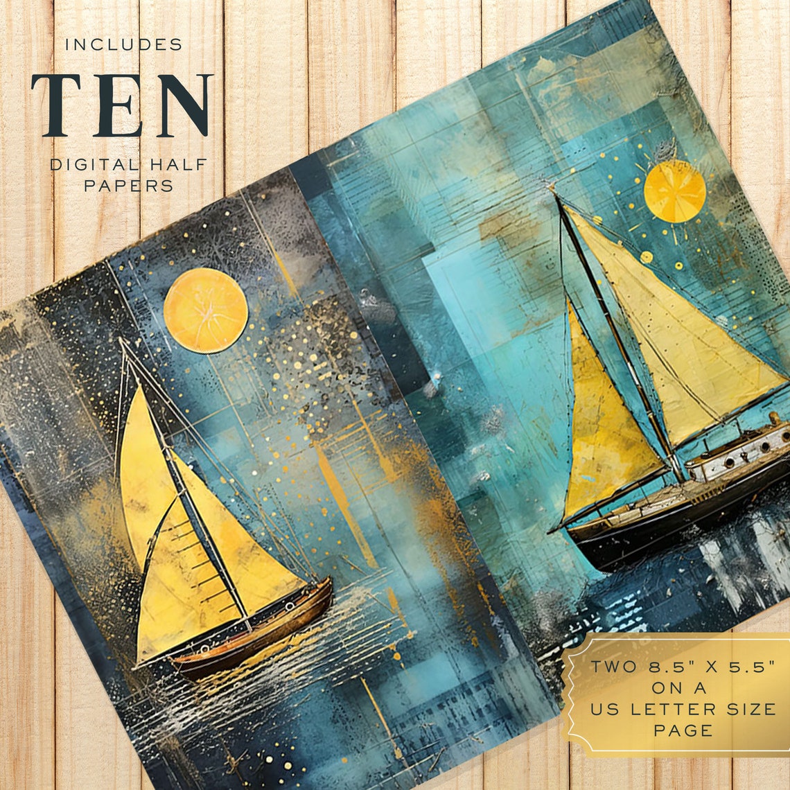 Beach Boats Junk Journal Kit Digital Pages, Printable Nautical Ocean ...