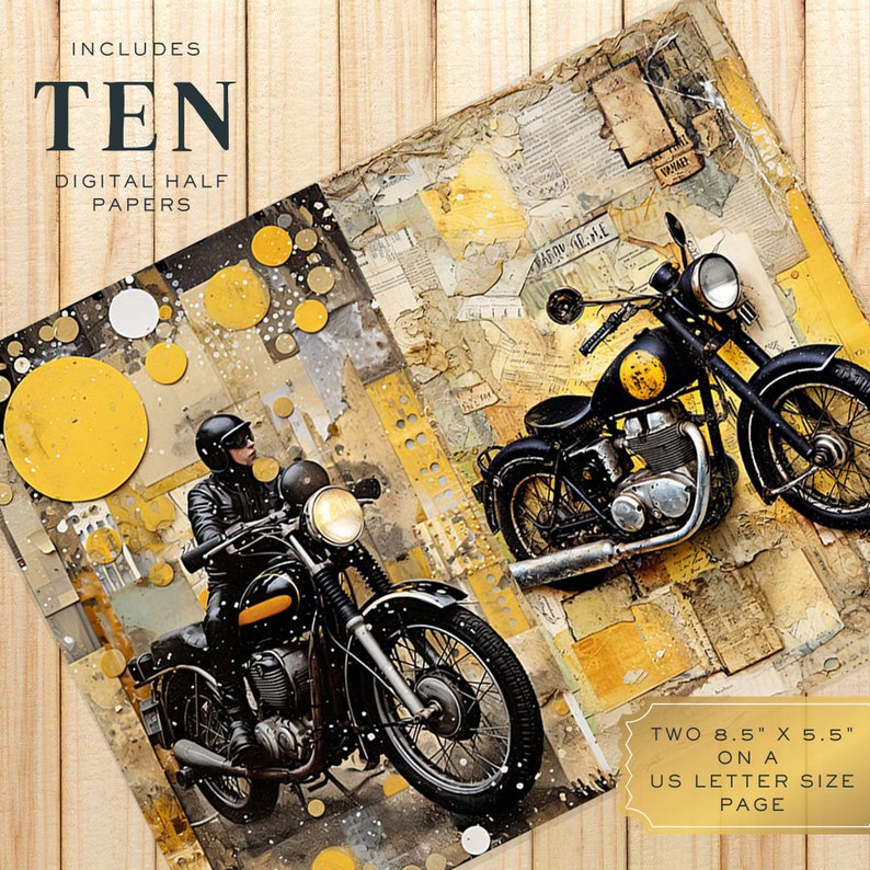 Motorcycle Junk Journal Digital Kit, Printable Papers Insert ...