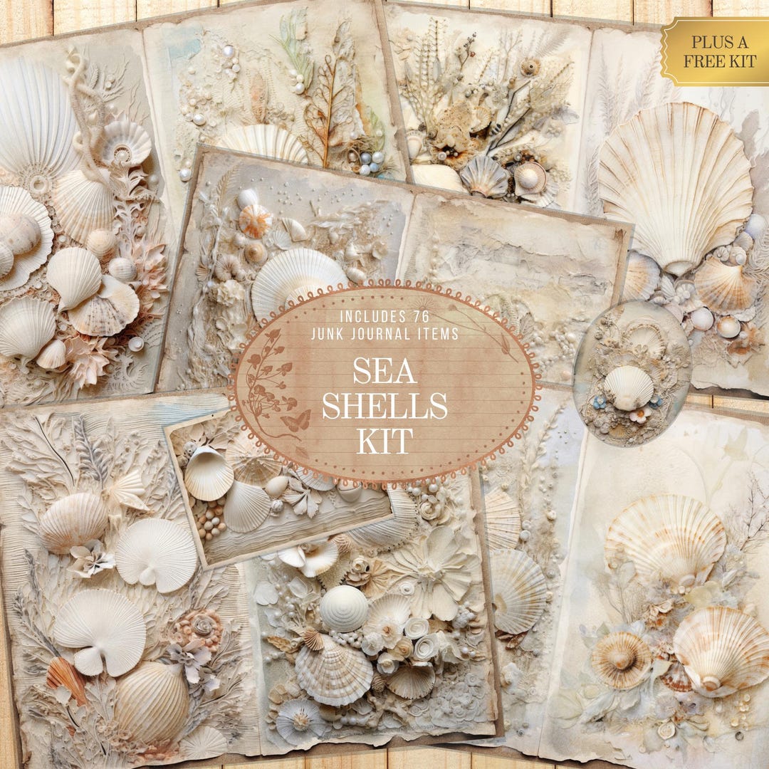Sea Shell Junk Journal Kit, Printable Digital Ocean Beach Ephemera ...