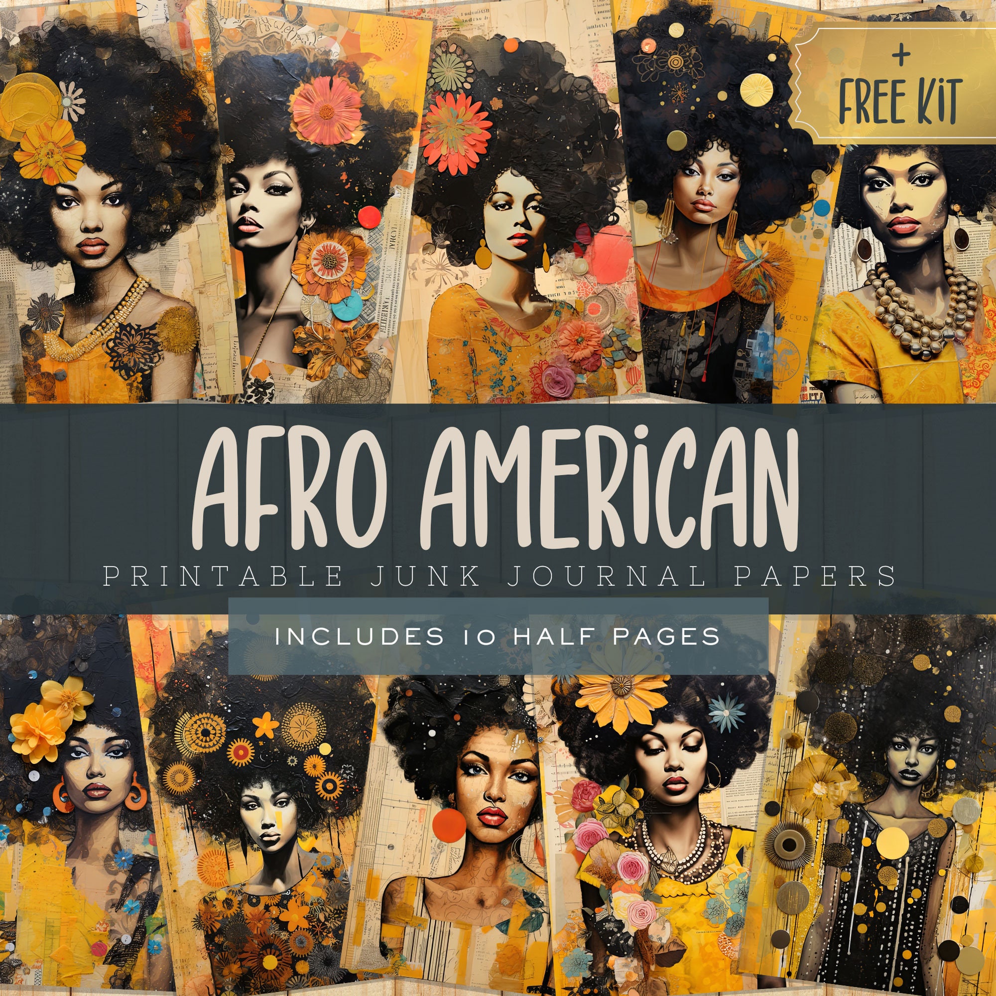 Afro American Junk Journal Kit Papers, Digital Pages of African Girls ...