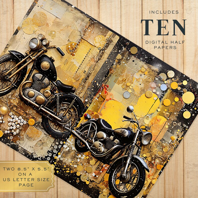 Motorcycle Junk Journal Digital Kit, Printable Papers Insert ...