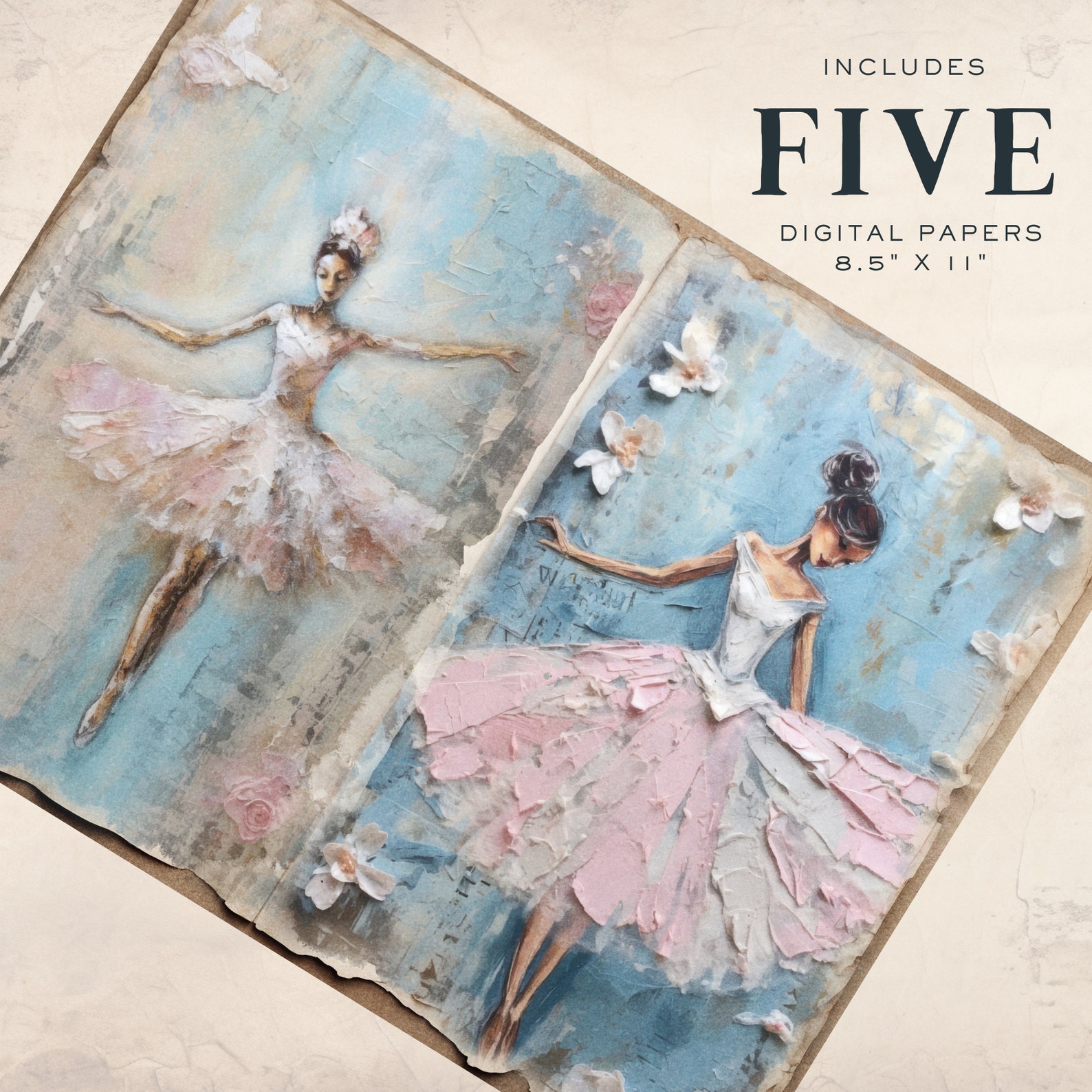 Ballerina Junk Journal Pages, Printable Digital Download Vintage Ballet ...