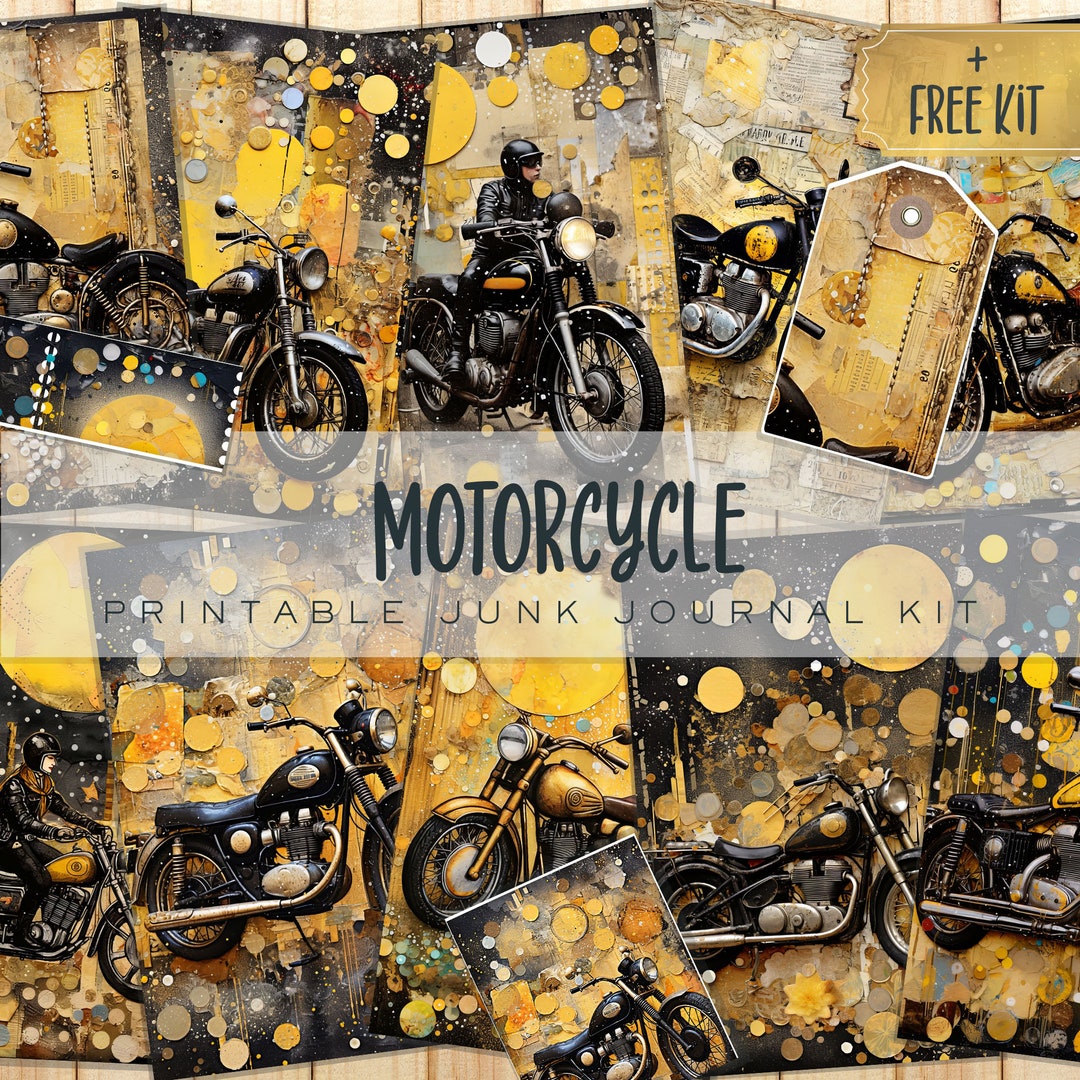 Motorcycle Junk Journal Digital Kit, Printable Papers Insert ...