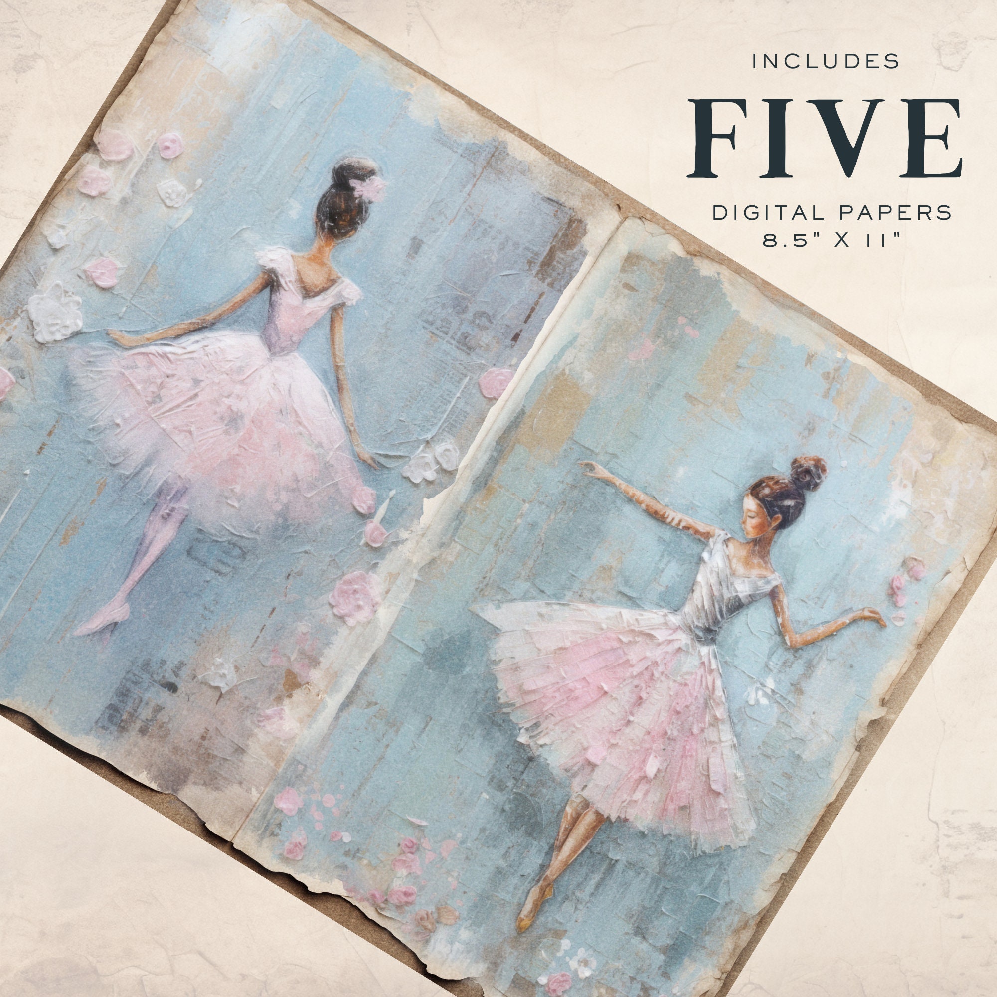 Ballerina Junk Journal Pages, Printable Digital Download Vintage Ballet ...