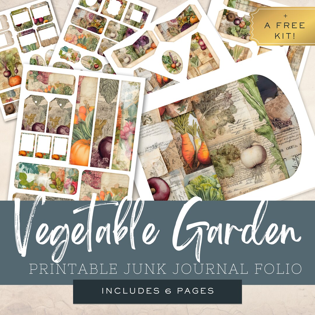 Vegetable Garden Junk Journal Folio, Digital Ephemera, Veggie Folio ...