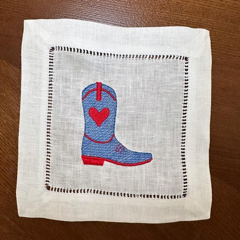 SMU Pony up Mustang Embroidered Linen Cocktail Napkins Dallas - Etsy