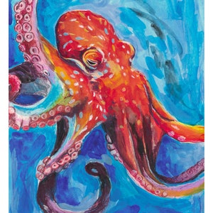 Wall Decor Marine Life Art Print Nautical Poster Original Octopus ...