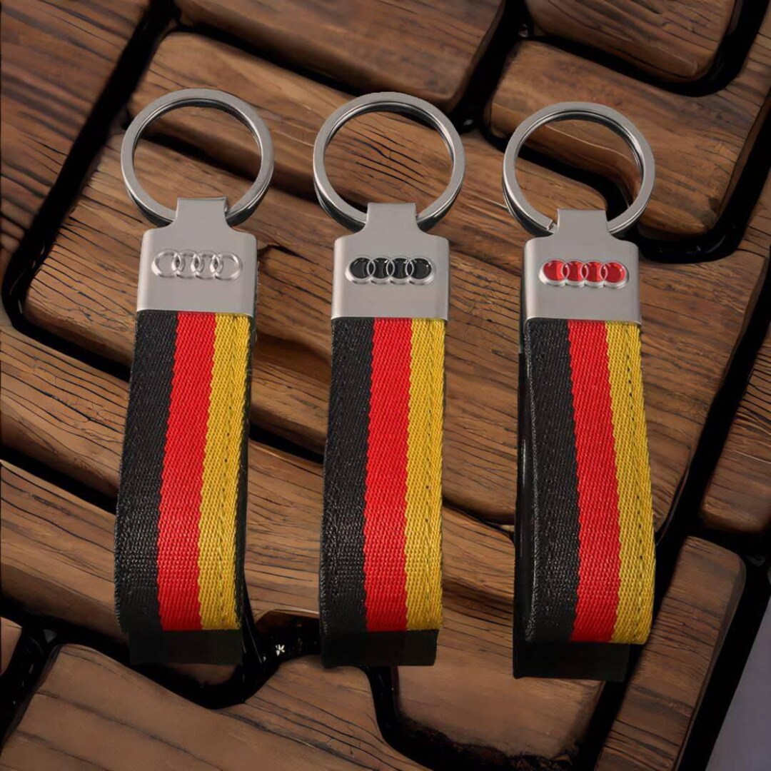 Nylon Braided Audi Car Emblem Metal Keychain Stylish Automotive Logo ...