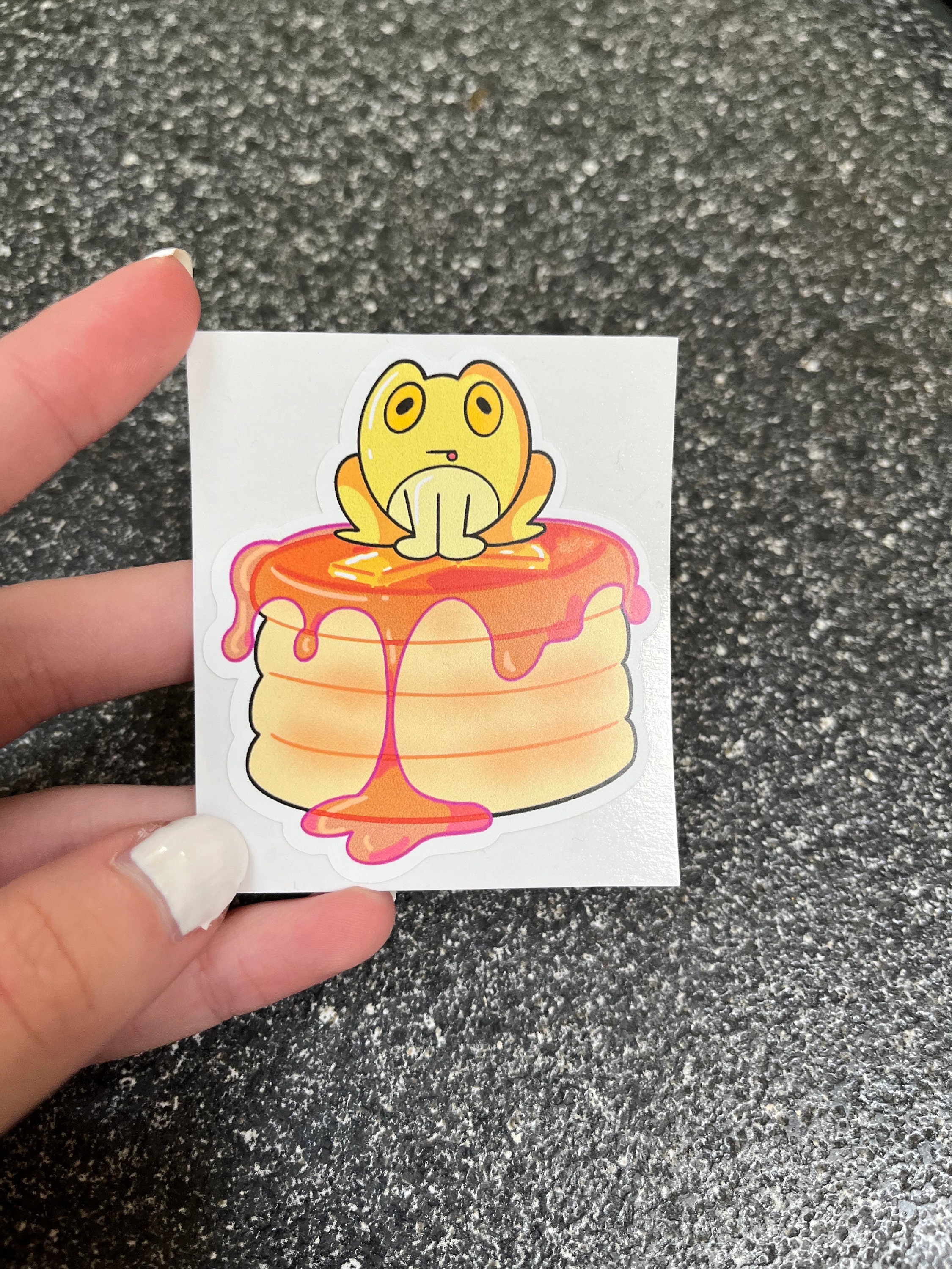 Cute Aesthetic Pancake Frog Vinyl Sticker - Etsy