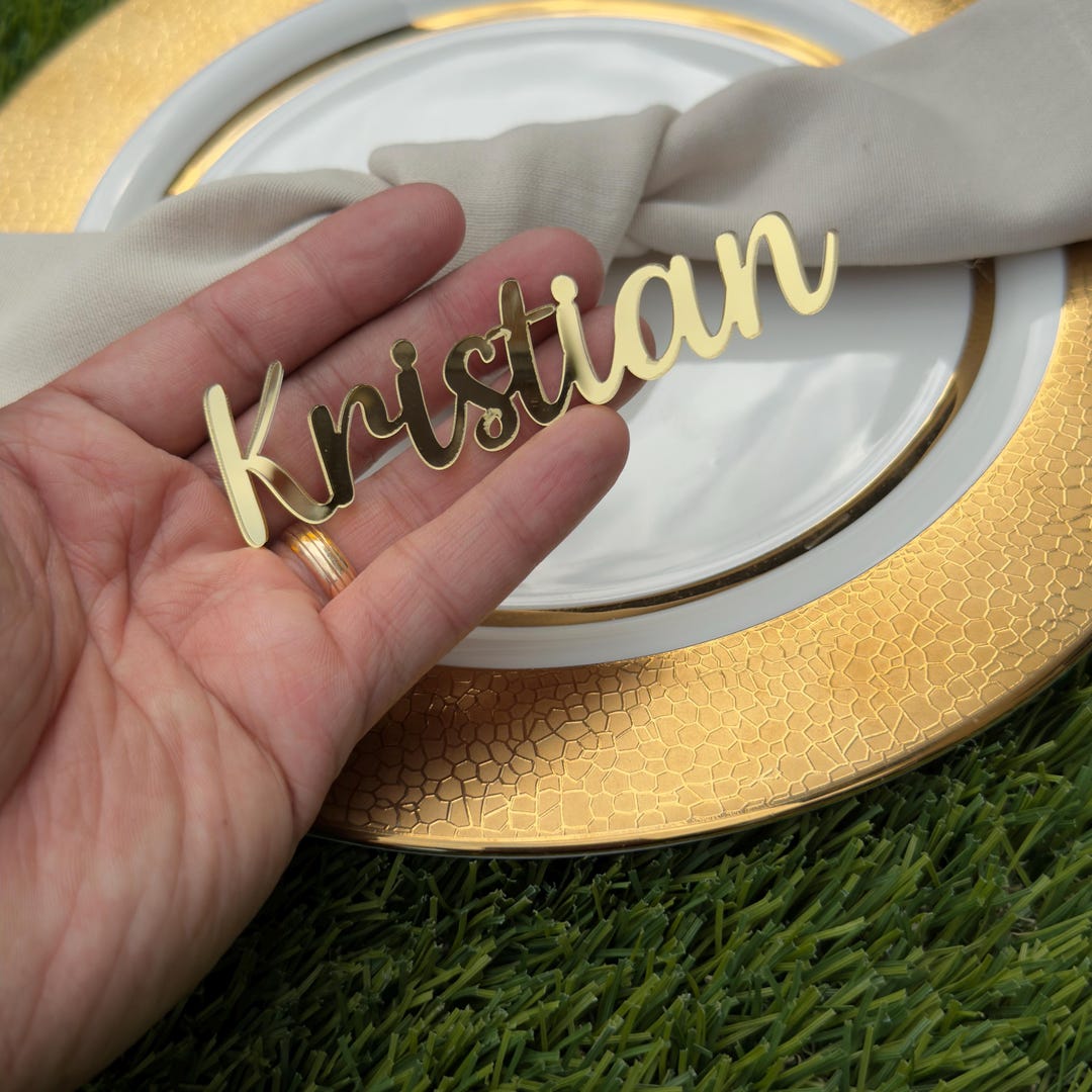 Gold Mirror Acrylic Place Cards: Personalized Wedding Name Tags - Etsy