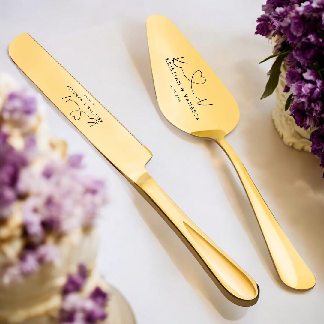Personalized Wedding Cake Cutting Set - Engraved Knife & Server for ...