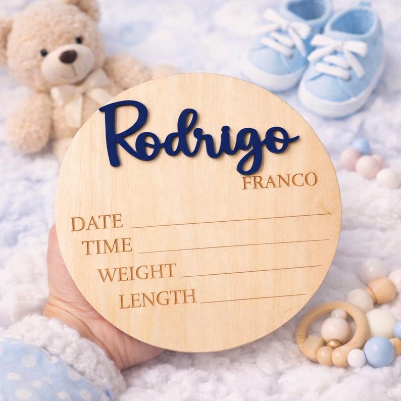 Personalized Baby Name Sign, Birth Announcement Disc, Custom Newborn ...