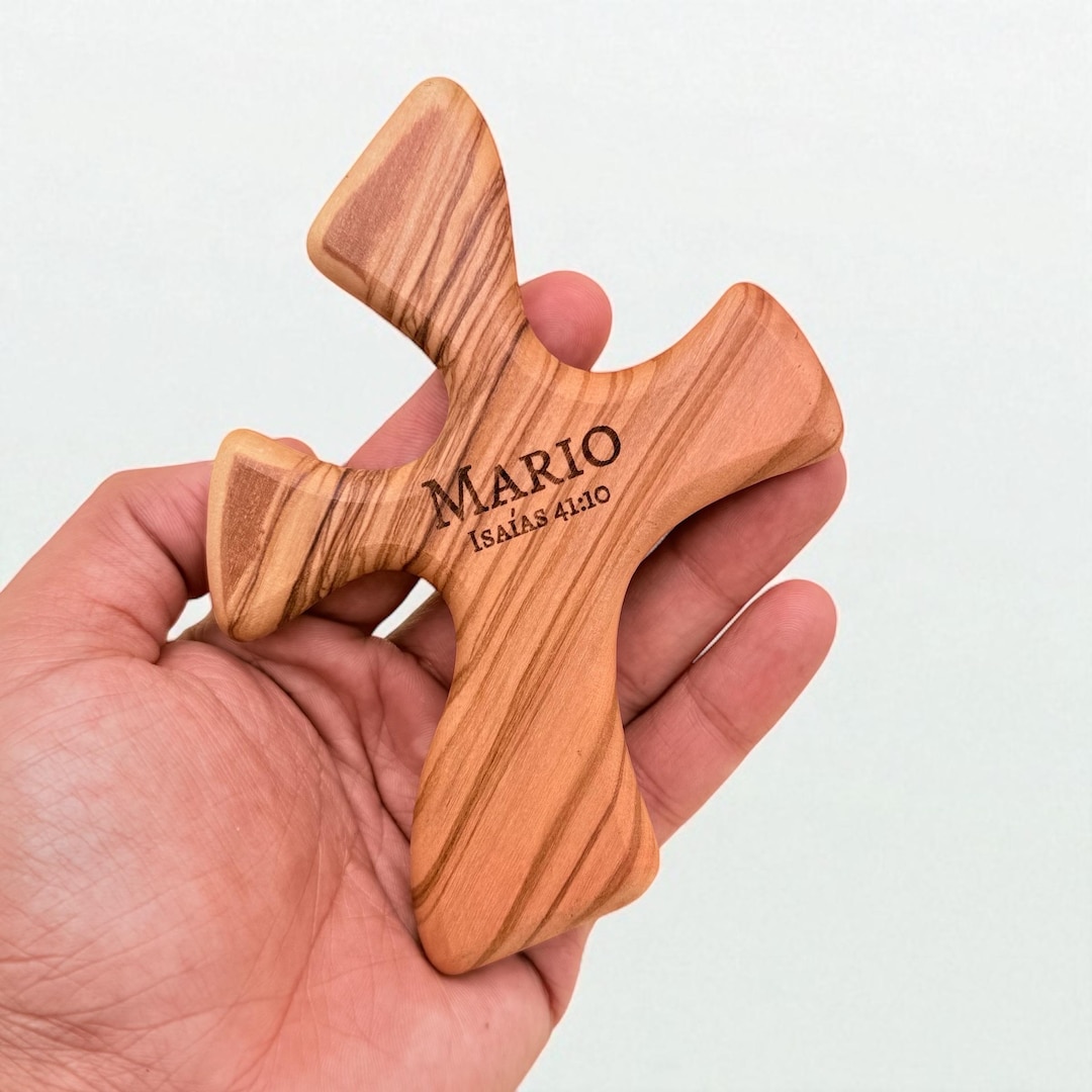 Personalized Olive Wood Clinging Cross: Custom Engraved Prayer Gift - Etsy