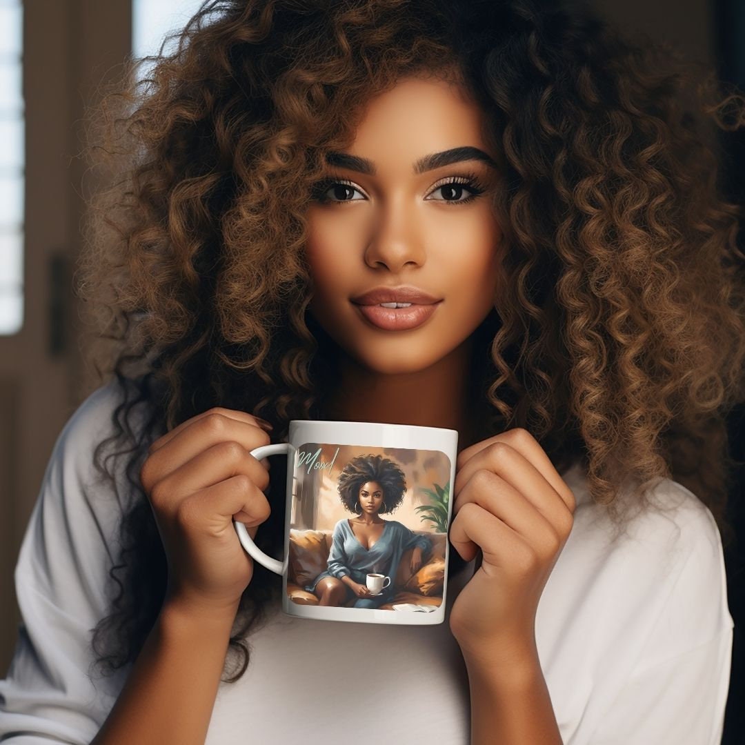 MOOD White Glossy Mug-black Woman Mugs-black Woman Gift- Gifts for ...