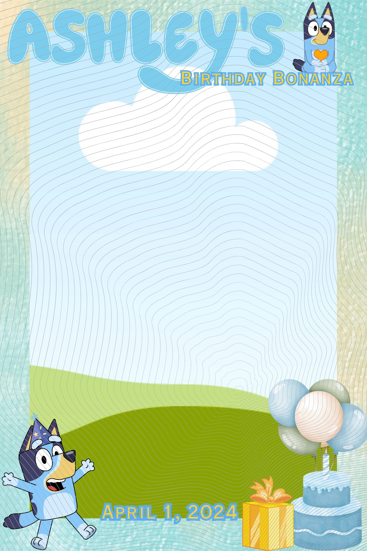 Custom Bluey Themed Birthday Custom Photo Border - Etsy