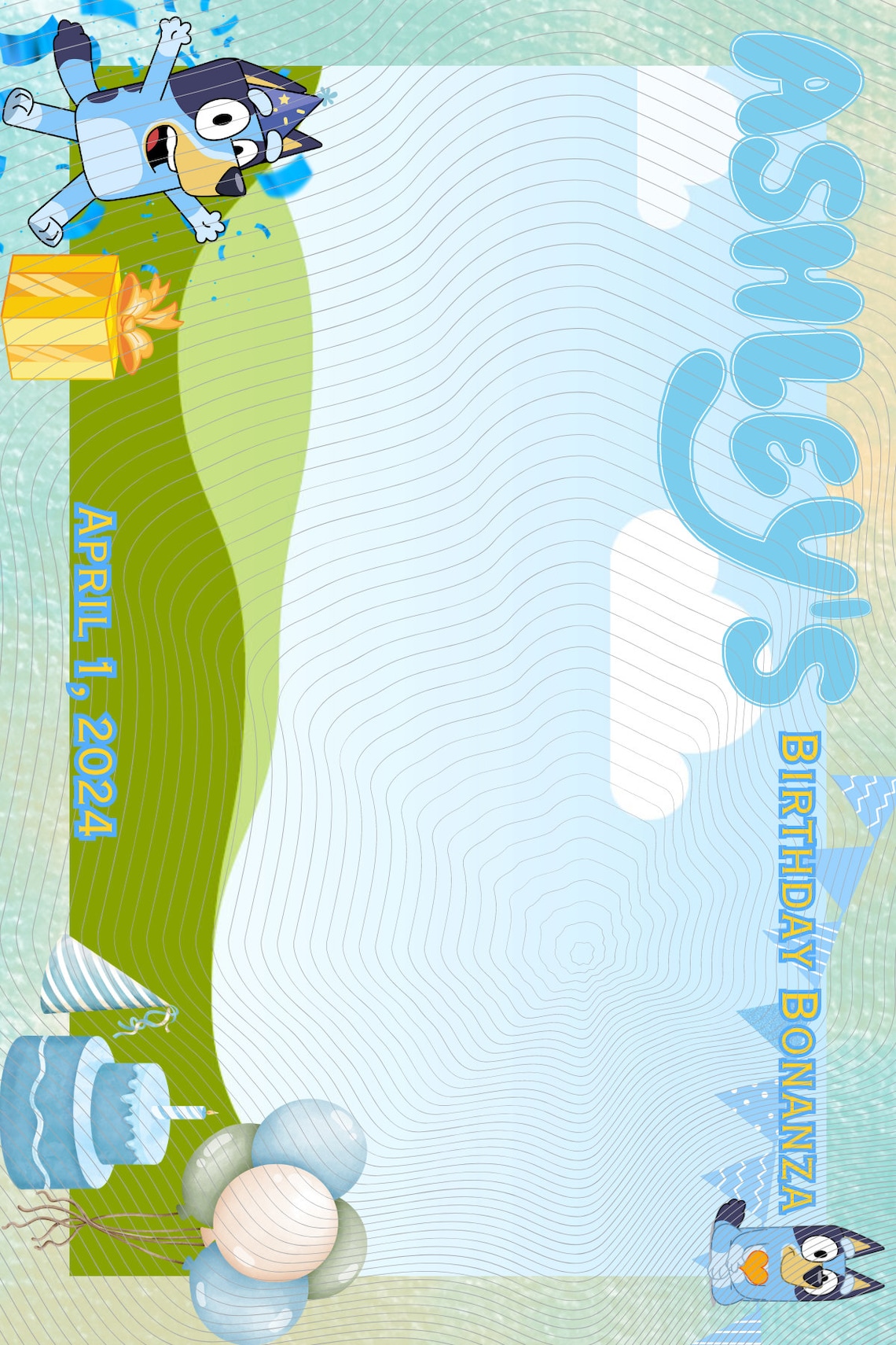 Custom Bluey Themed Birthday Custom Photo Border - Etsy