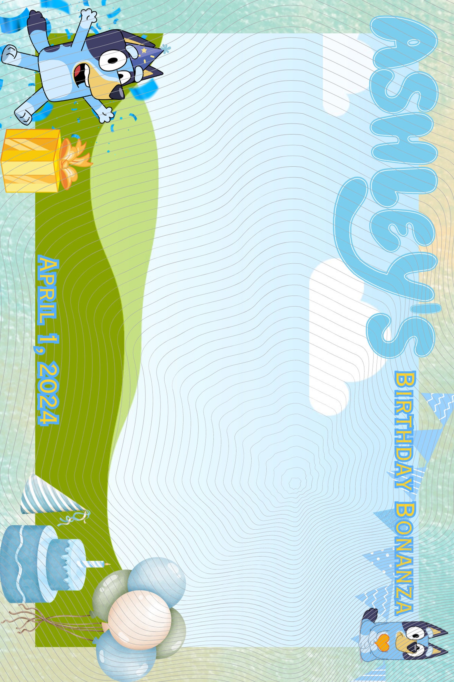 Custom Bluey Themed Birthday Custom Photo Border - Etsy