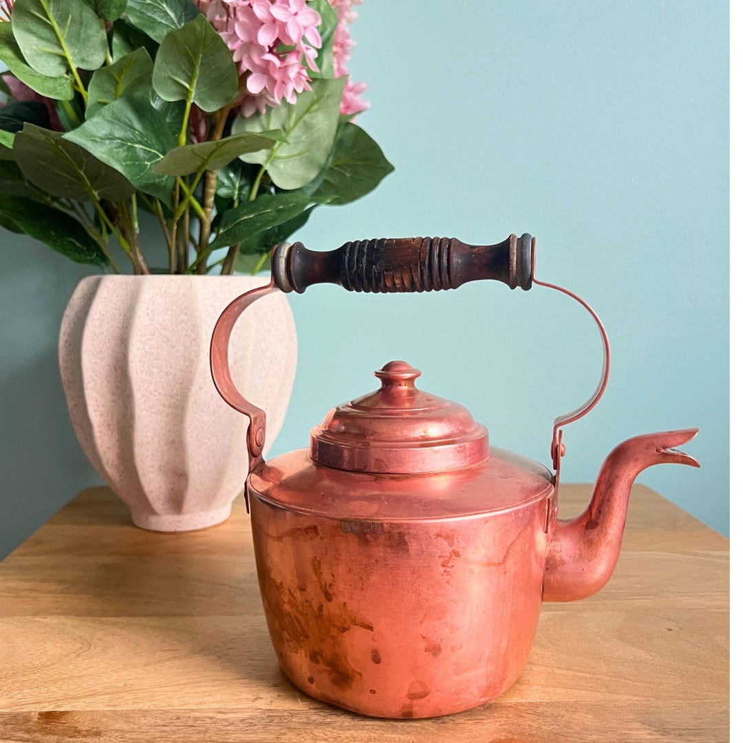 Antique Copper Teapot With Lid, Vintage French Handmade Kettle ...