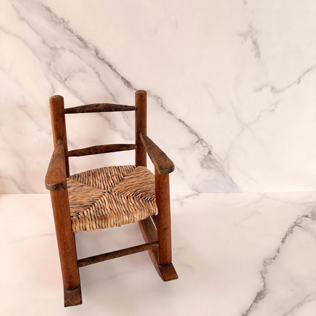 Vintage Mini Wooden Chair With Woven Seat |rustic Decor - Etsy