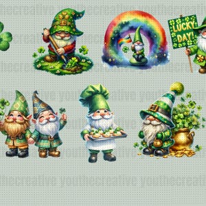 St Patricks Day Clipart Bundle Watercolor Gnome Collection Instant ...