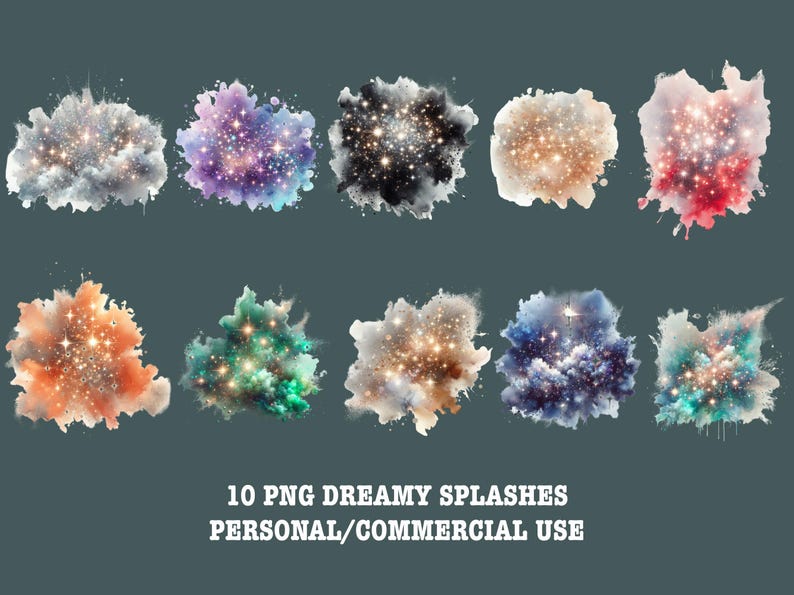 Sparkle Splatter PNG, Watercolor Splashes, Celestial Print, Starry ...