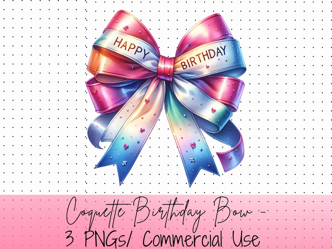 Cute Coquette Birthday Bow Clip Art Digital Download, Happy Birthday ...