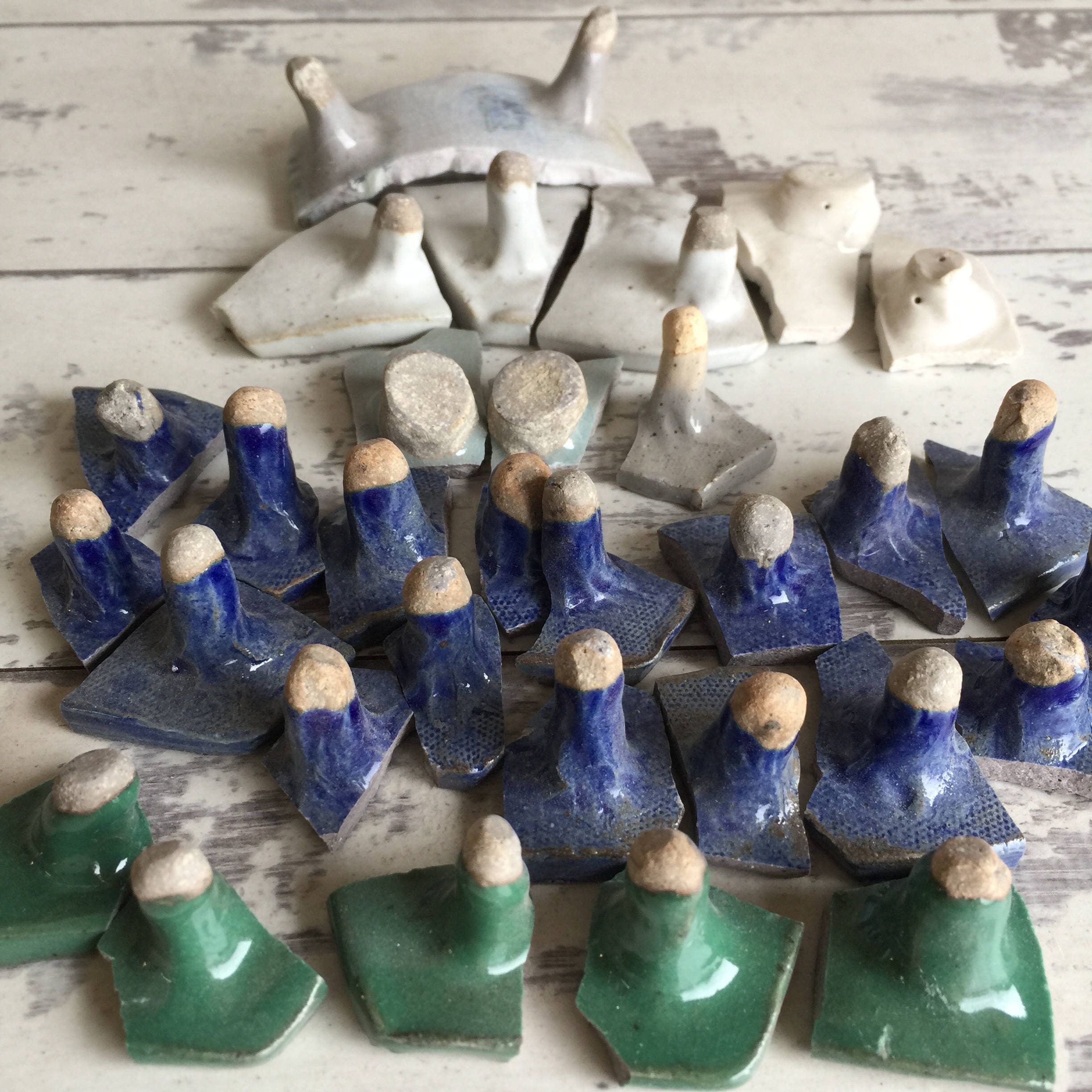 30 Piece Pottery Feet Knobs Legs -for Mosaic Picassiette Craft Art ...