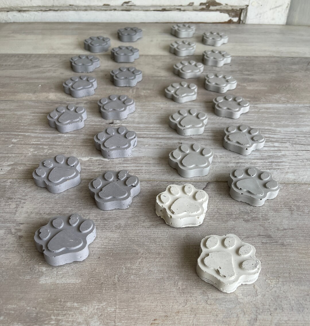 Cement Pet Paws - Mini Cookie Size Concrete - Choice of Colors - Set 2 ...