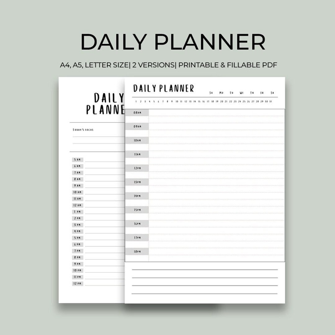 Daily Planner Printable, Simple Daily Planner, Productivity Planner ...