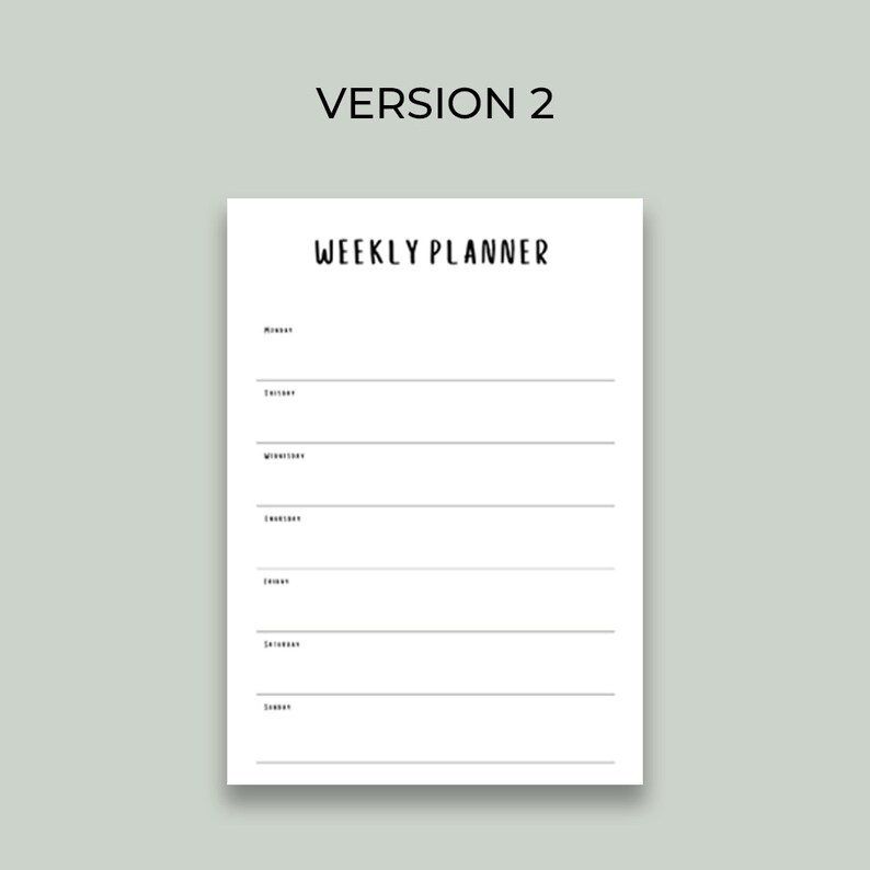 Weekly Planner Printable, Minimalist Weekly Schedule, Simple Weekly ...