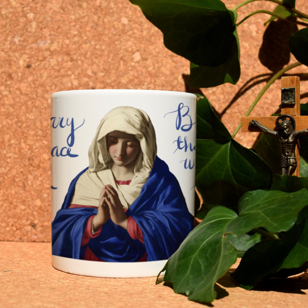 Handwritten Hail Mary, Angelical Salutation to the Mother of Jesus, Mug ...