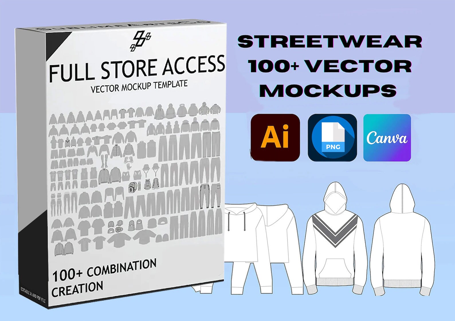 100 Clothing Brand Vector Mock up Pack. Including Hoodies, Jorts,tees ...
