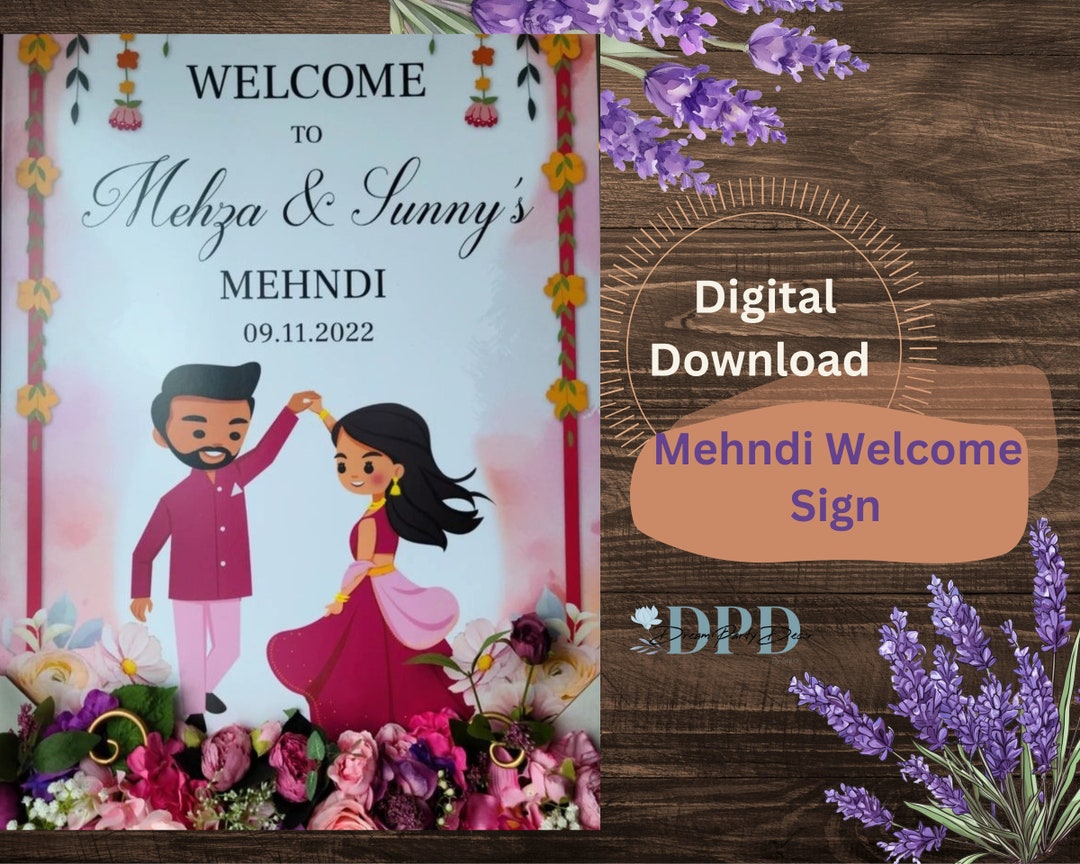 Mehndi Night Signs Mehndi Signs, Mendhi Couple Illustrations Decor ...