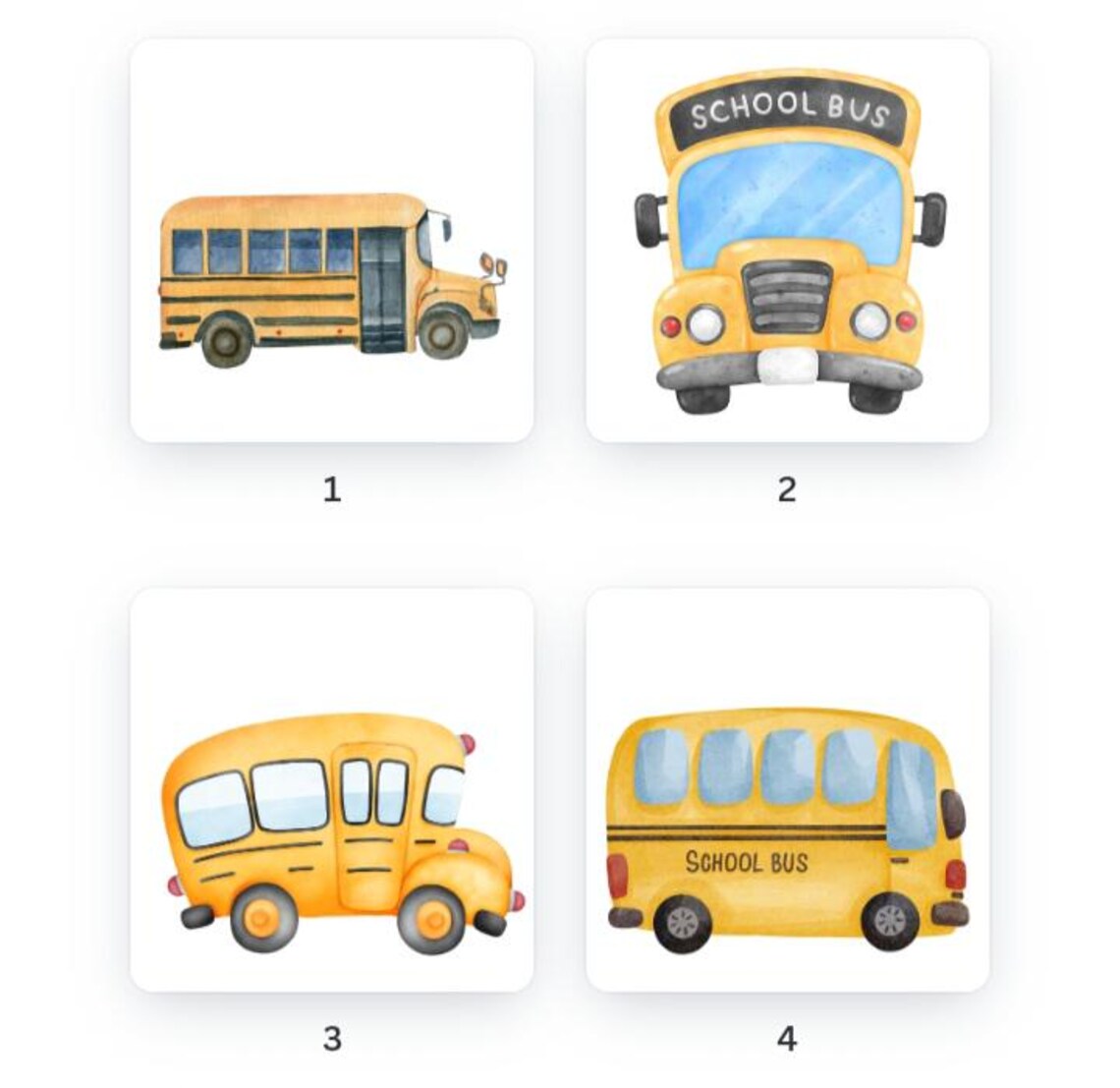 School Bus Cliparts, Yellow Bus Clipart, Back to School Watercolor ...