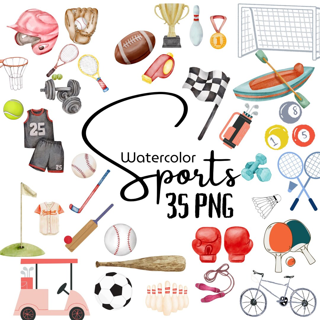 Watercolor Sports Clipart Ball Scrapbooking Png Graphics Watercolour ...