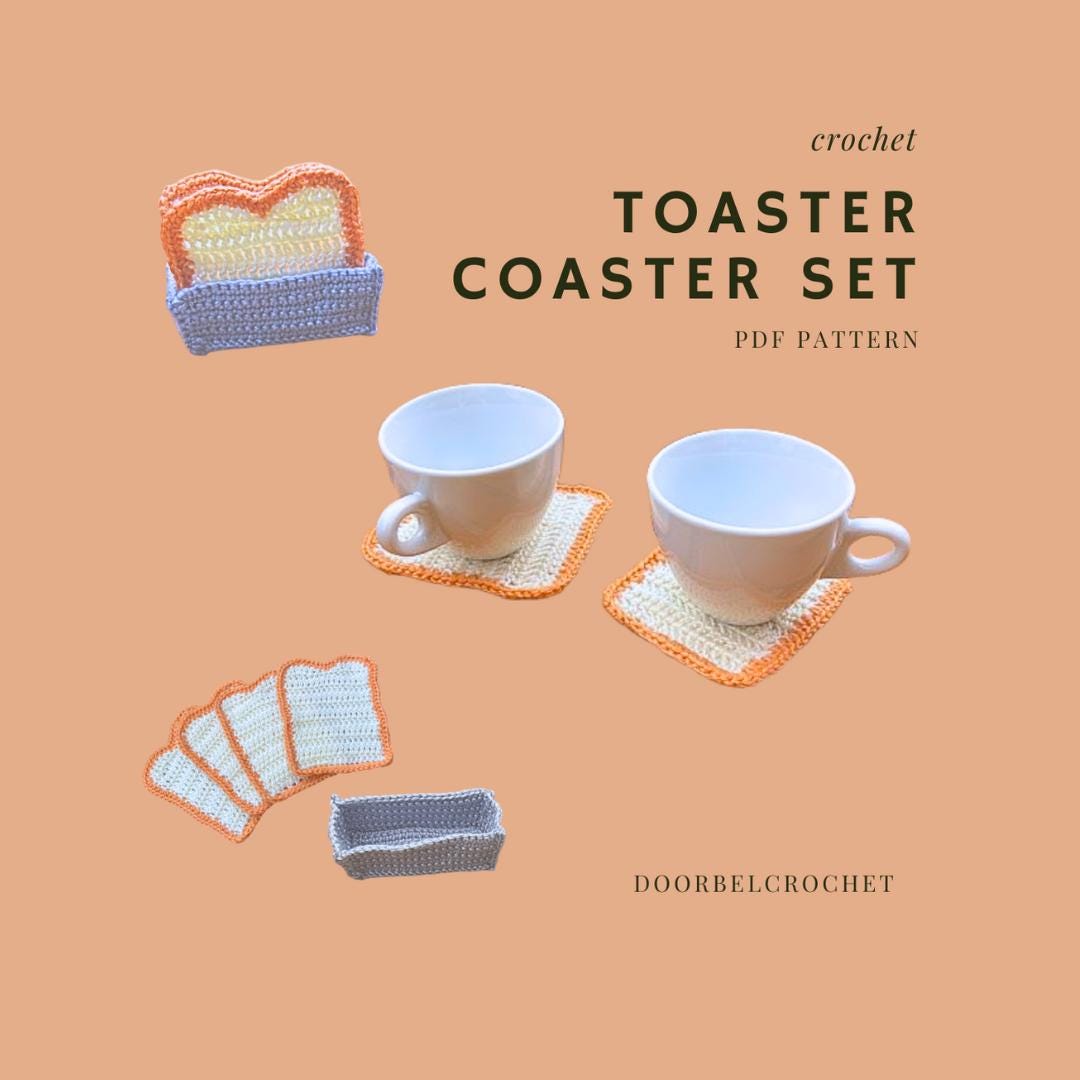 Toast Coaster Set PDF PATTERN: Easy, Cute, and Fun Toaster Coaster Set ...